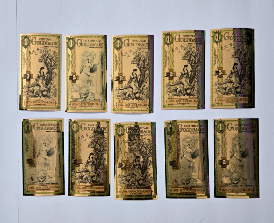 2020 Nevada, Utah Goldback Aurum Gold Foil Notes lot of 1,5,10 24kt ...