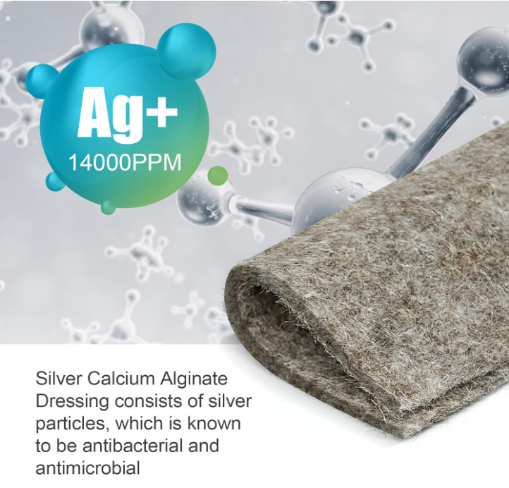 Ag Silver Calcium Alginate Wound Dressing Pads 4x4 Pack of 10 Soft ...