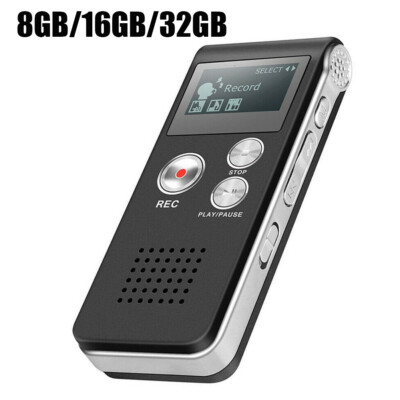 Rechargeable LCD Digital Audio Sound Voice Recorder Dictaphone MP3 ...