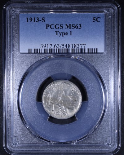1913-S Buffalo Nickel (Type 1) - 5c PCGS MS63 - Nice Strike! | eBay
