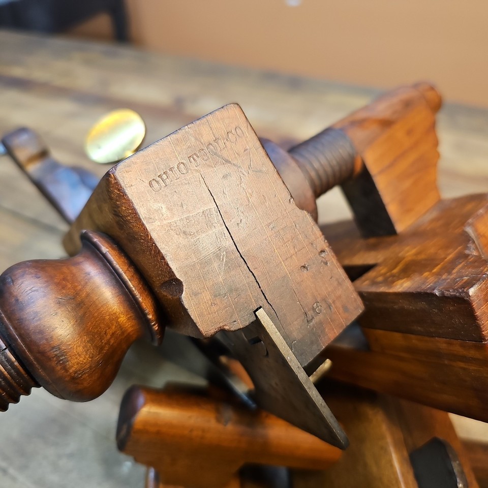 RARE Antique OHIO TOOL CO. Beech w/ Boxwood & BRASS Plow Plane ☆ NICE ...