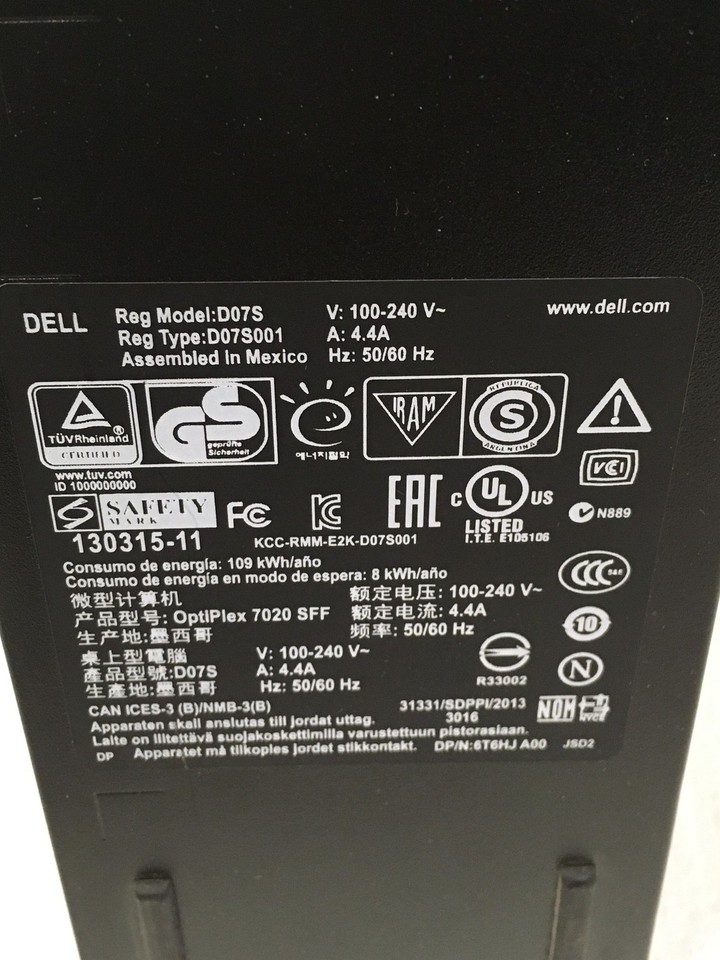 Dell OptiPlex 7020 D07S i7-4790 3.6GHz 2GB RAM No HDD/DVD WORKING FREE ...