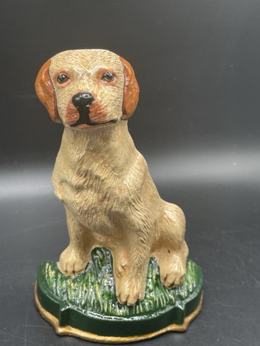 Vtg Cast Iron Dog Painted Doorstop 5-1/2” Golden Labrador Retriever ...