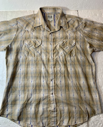 Ely Cattleman Mens XL Pearl Snap Short Sleeve Shirt Western Button Up Southwest | eBay