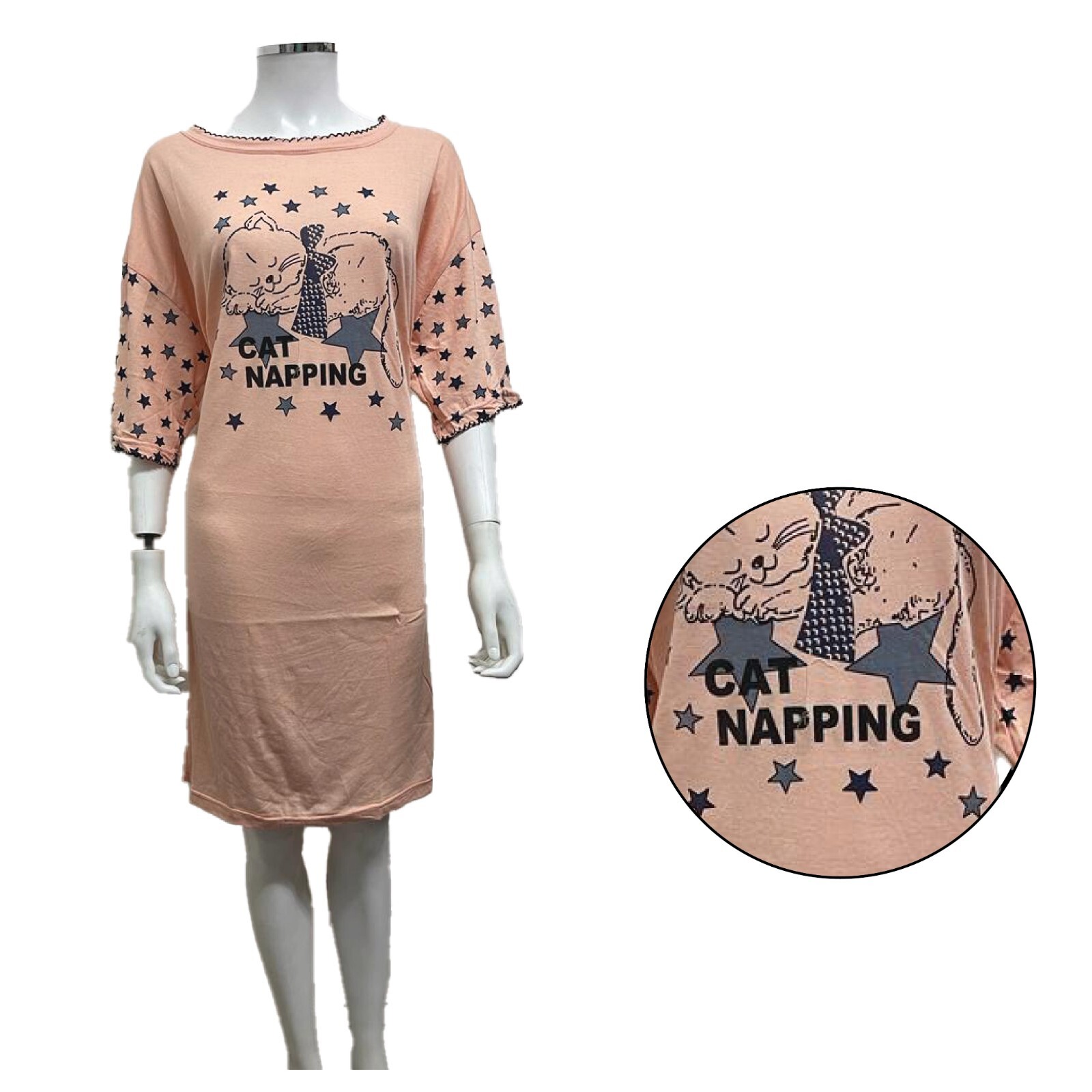 Ladies Nightdress Fun Nightie Pillow Talk Cat Night Shirt 100% Cotton ...