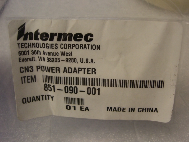 Intermec CN3 Power Adapter, 851-090-001 for Intermec CN3 barcode ...