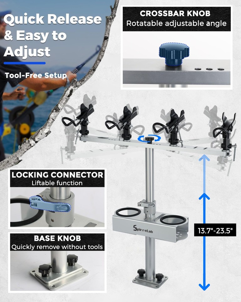 Spider Rig Rod Holders for Boat Aluminum Crappie Fishing Pole Holder ...