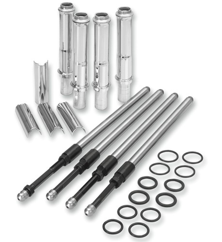S&S Quickee Adjustable Pushrod Kit w/Chrome Covers | '99-17 Big Twins ...