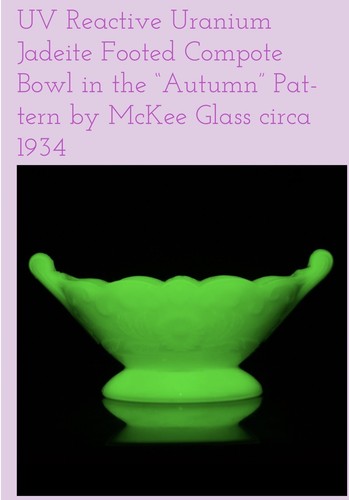 Vintage McKee Jadeite Uranium AUTUMN FOOTED COMPOTE BOWL Extremely RARE ...