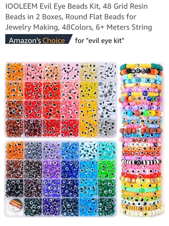 Evil Eye Beads for Jewelry Making Craft Set W/ 48 Compartment. Am Shelf ...