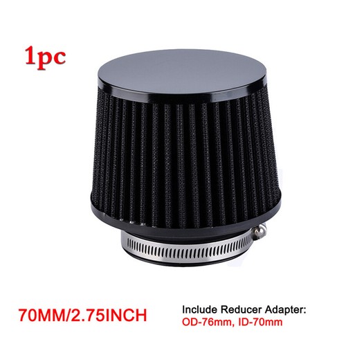70mm 2.75" Car Cold Air Intake Filter Cleaner +Rubber Adapter Universal ...