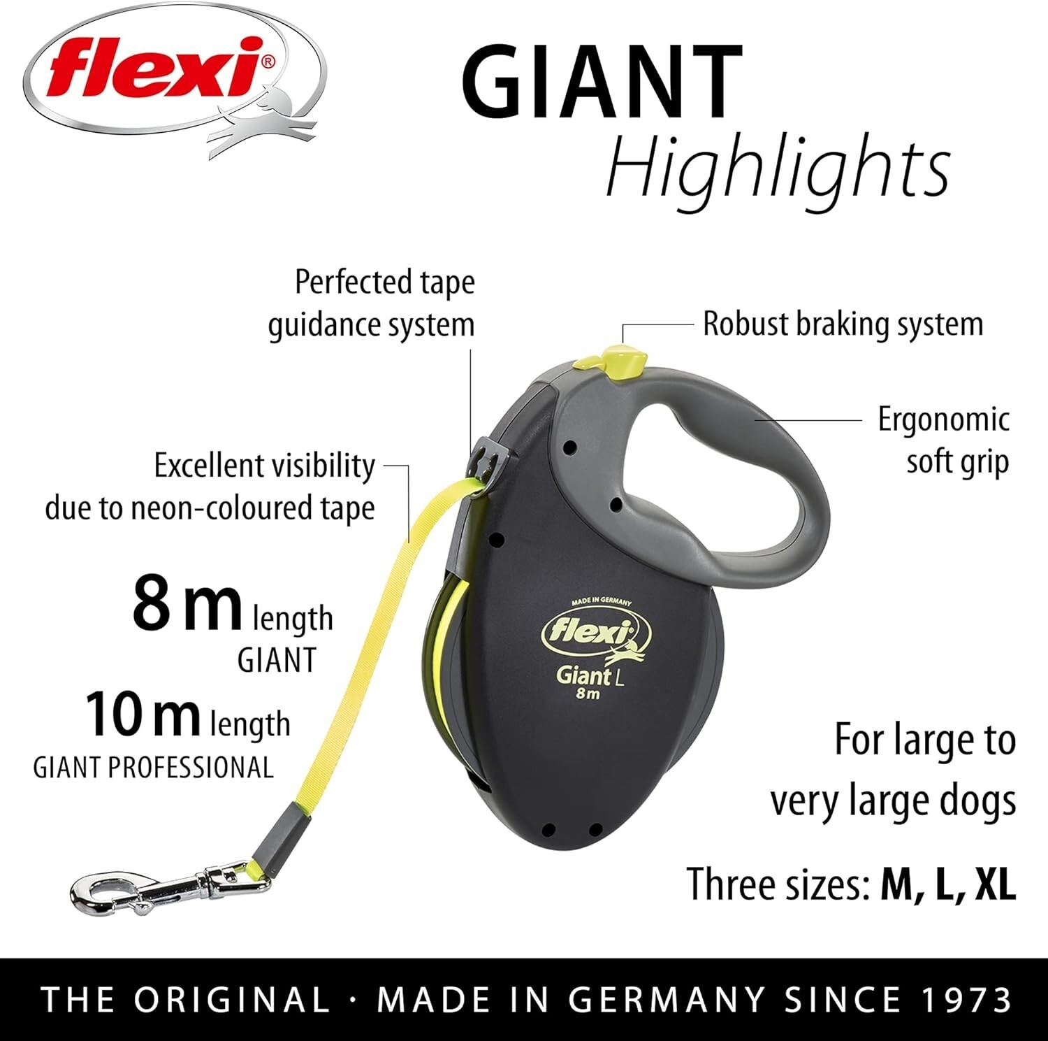 Flexi Giant Dog Lead Professional Retractable Extendable Tape Leash 10 ...