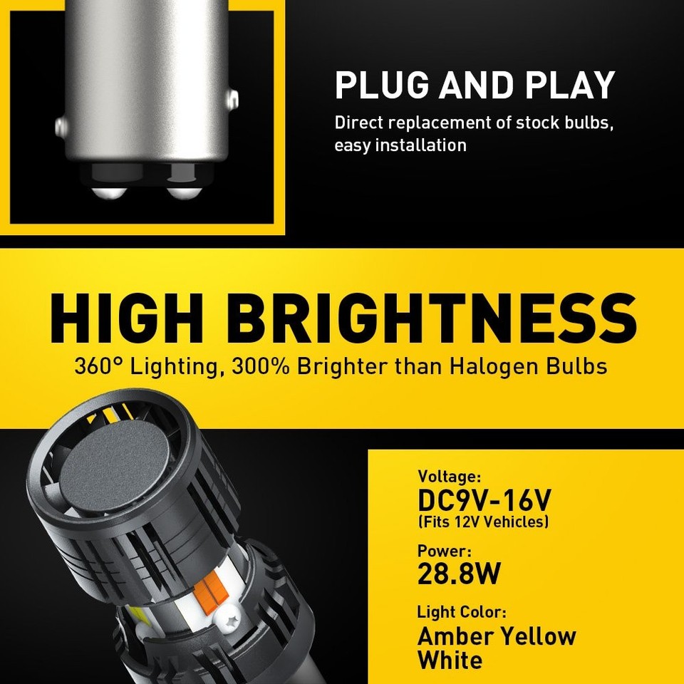 1157 Dual Color Switchback White/Amber LED Turn Signal Projector Bulbs ...