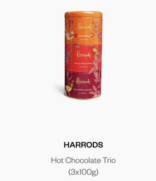 Harrods Hot Chocolate Trio Gingerbread, Single Origin Milk & Sea Salted ...
