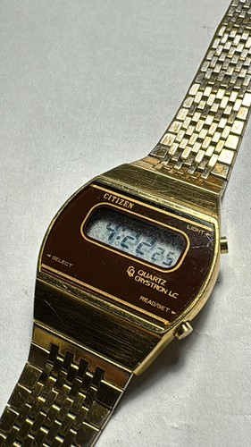 70'S Citizen Crystron gt Watch LCD w/ BraceLT 4-096215TA 50-6087 Mens ...