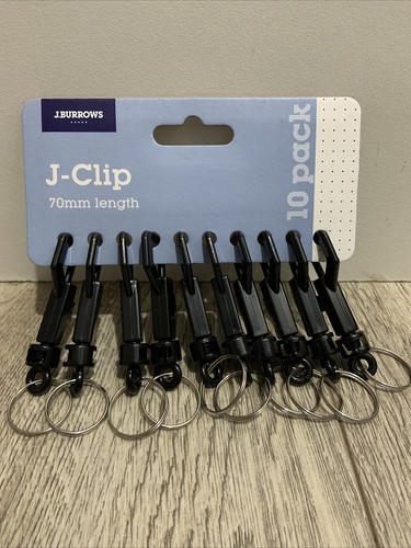 J.Burrows 70mm J-Clip With Ring Black Pack Of 10 JB10JCLPAS | eBay ...
