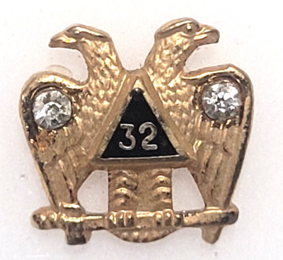 Mason 32nd Degree Wings Down Double Eagle/ 2 Stones Lapel Pin 1/2" Tall ...
