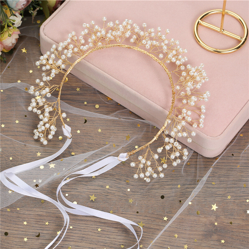 Pearl Crown Head Hoop Headband Bridal Wedding Headwear Bridesmaid Hair ...