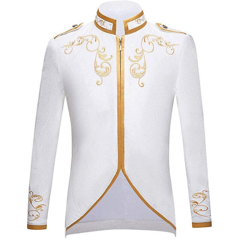 Men's Medieval Jacket Fancy Dress Embroidery Tops Coat Cosplay Retro ...