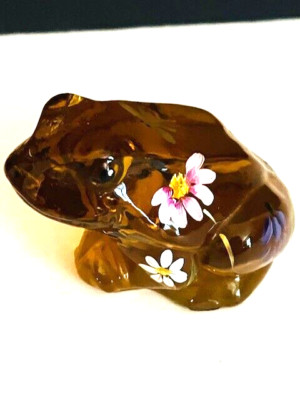FENTON HAND PAINTED SUNSET THE AMBER FROG Signed and Labeled | eBay