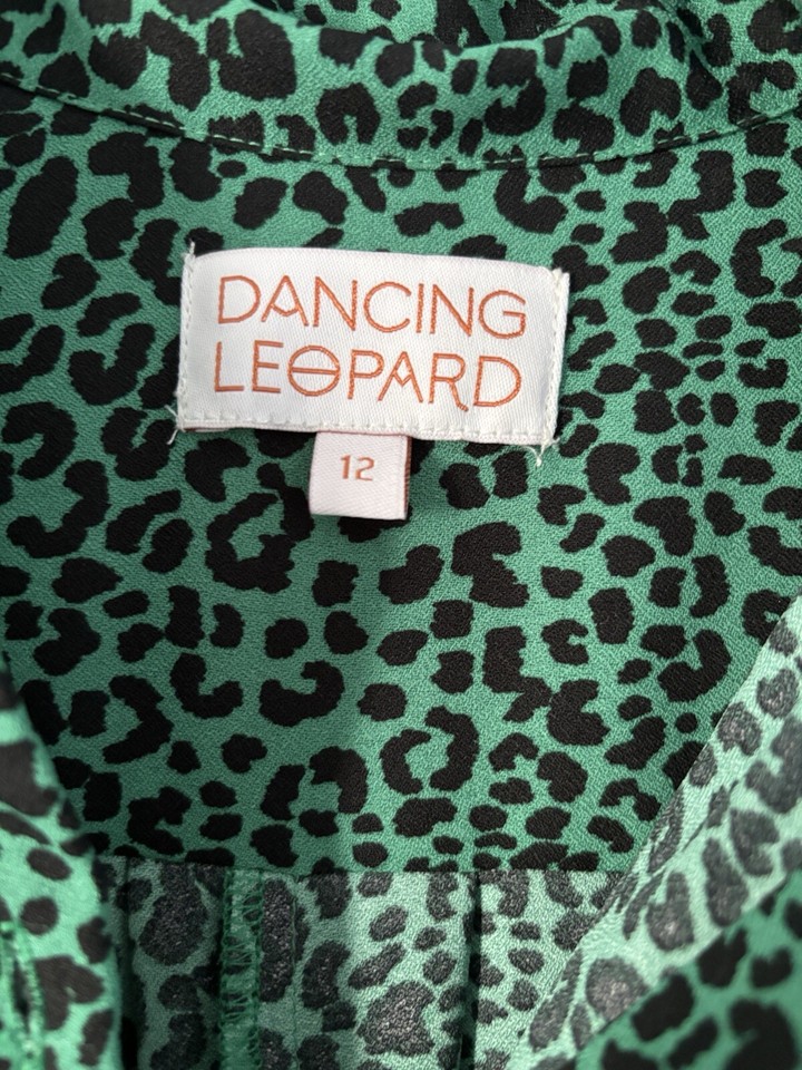 Dancing Leopard Dress, Maxi, Belted, Pockets, Green, Size 12 UK | eBay UK