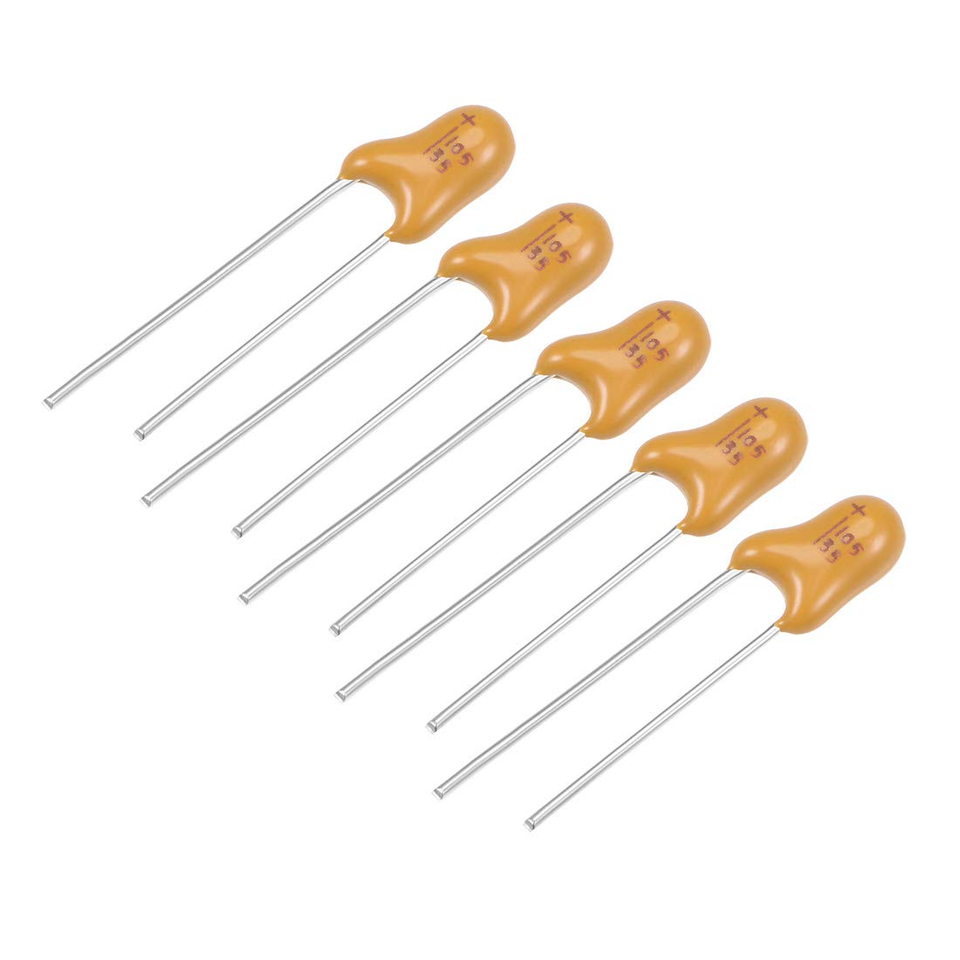 1uF Tantalum Capacitor, 35V 2 Pin Yellow Radial Electrolytic Capacitor ...