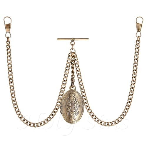 Vintage-Inspired 14" Bronze Pocket Watch Chain with Photo Locket ...