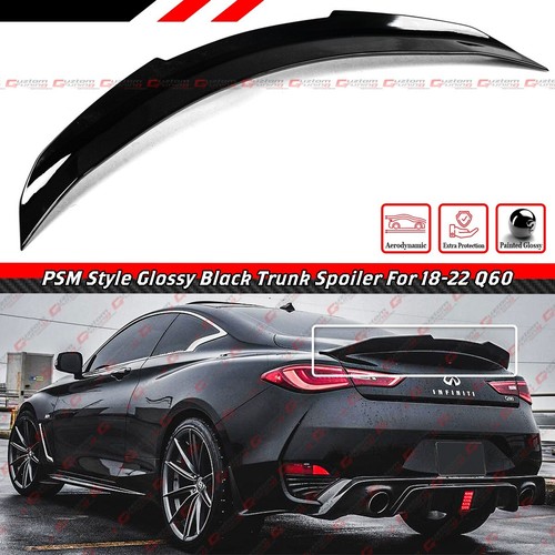 FOR 2017-22 INFINITI Q60 PSM STYLE HIGH KICK GLOSSY BLACK DUCKBILL ...
