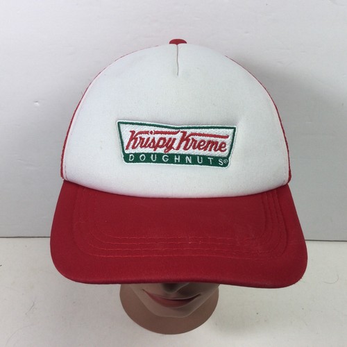 Vintage 80s Krispy Kreme Doughnuts Hat Red White Employee Foam Mesh ...