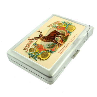 Vintage Cigar Box Poster D17 Cigarette Case with Built in Lighter Metal ...