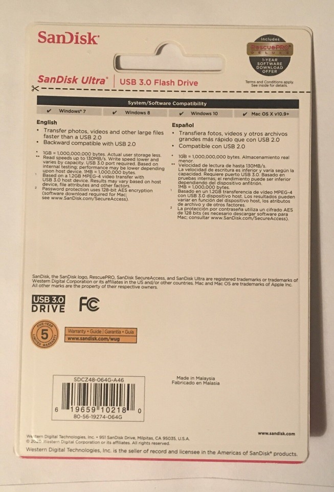 SanDisk Ultra USB 3.0 Flash Drive 64GB 130MB/s new in package | eBay