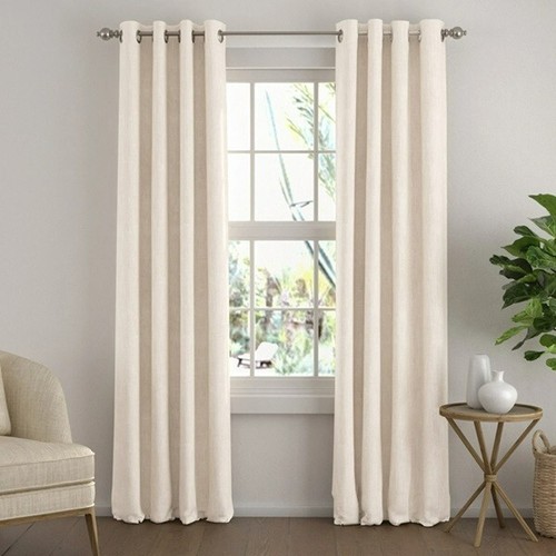 Noble Linens Ivory Linen Blend Energy Saving Grommet Curtain Panel, 50 ...