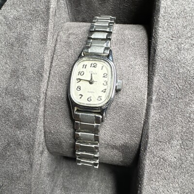 Vintage Timex BA Cell Silver Tone 17x20mm Quartz Watch Expandable Band ...