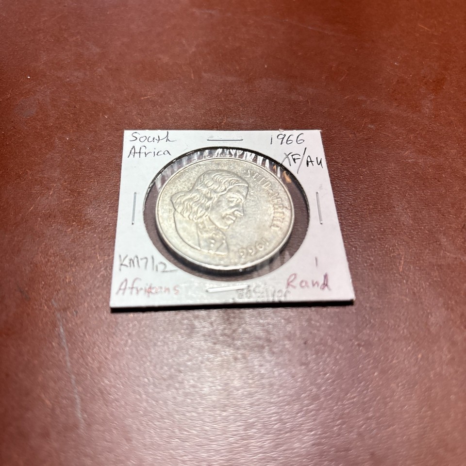 South Africa ~ 1966 ~ Suid Afrika ~ Silver Rand ~ Silver Springbok ~ XF ...