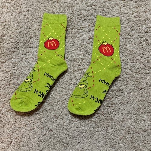 2025 McDONALD'S Grinch Socks Christmas Adult Happy Meal Green Socks | eBay