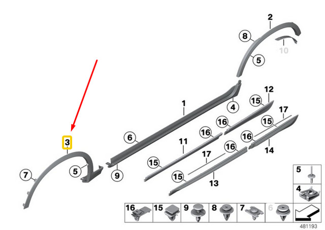 Genuine BMW F25 F26 X3 X4 Sac SUV Wheel Arch Cover Left Front OEM ...