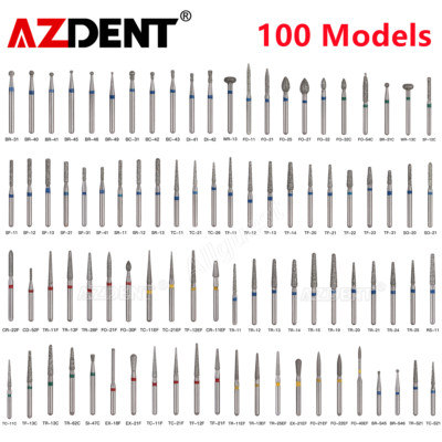 AZDENT Dental FG Diamond Burs for High Speed Handpiece Friction Grip ...