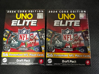 TWO OF- 2024 Core Edition Uno Elite NFL Draft Pack Booster Box 56 + 4 ...