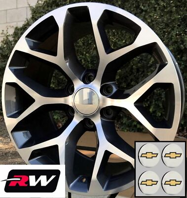 24" inch Chevy Silverado Factory Style Wheels Snowflake Rims Gunmetal ...