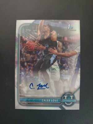 Caleb Love 2021-22 Bowman Chrome University Basketball Autograph Auto # ...