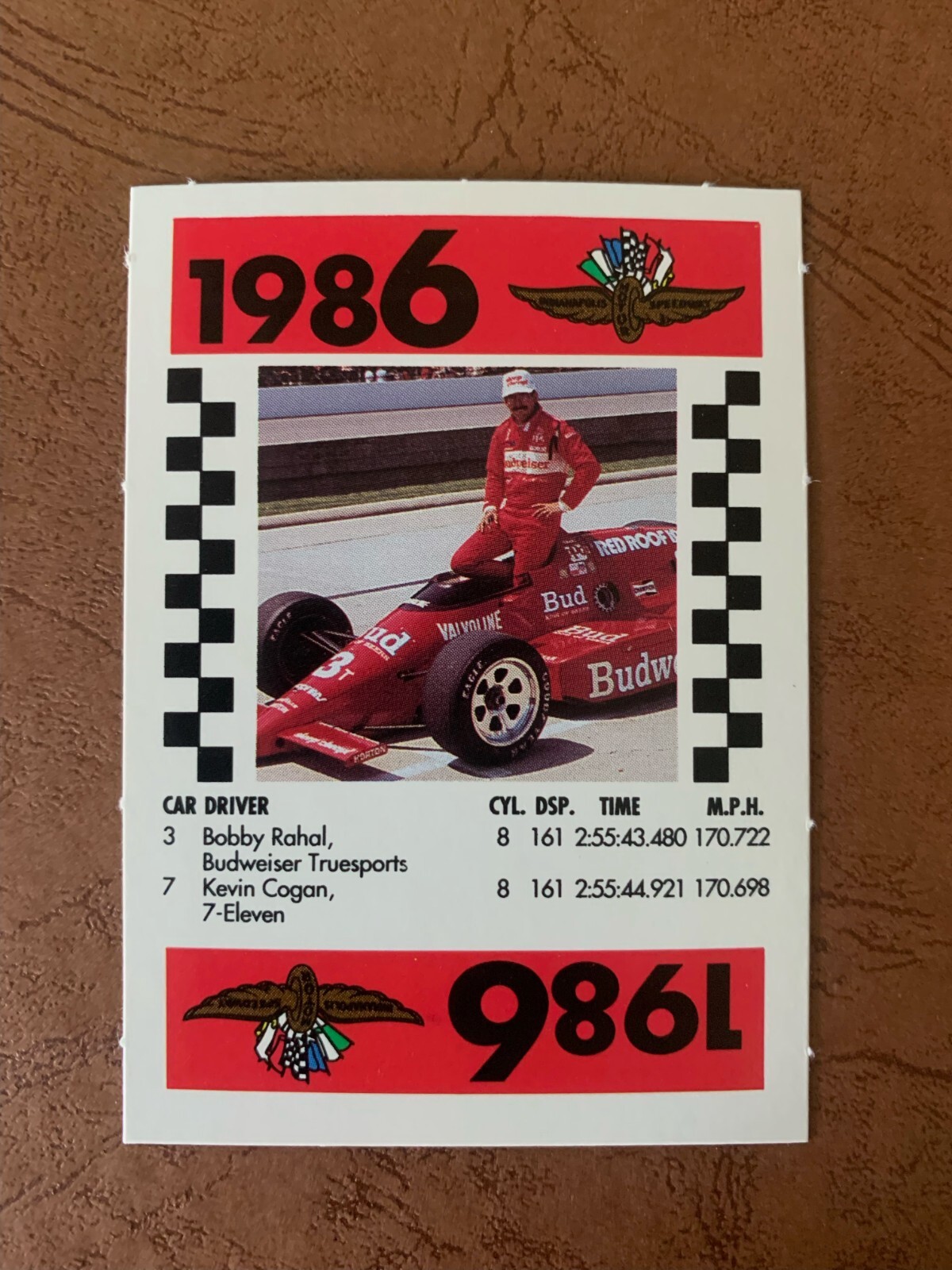 BOBBY RAHAL 1991 Indy 500 75th Anniversary Game Card FREE SHIPPING | eBay