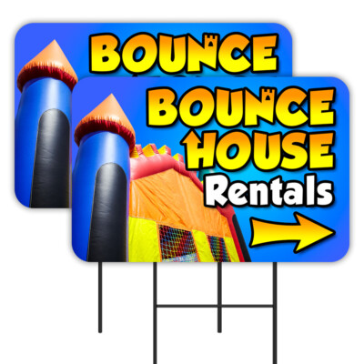 Bounce House Rentals 2 Pack Double-Sided Yard Signs 16" x 24" with ...