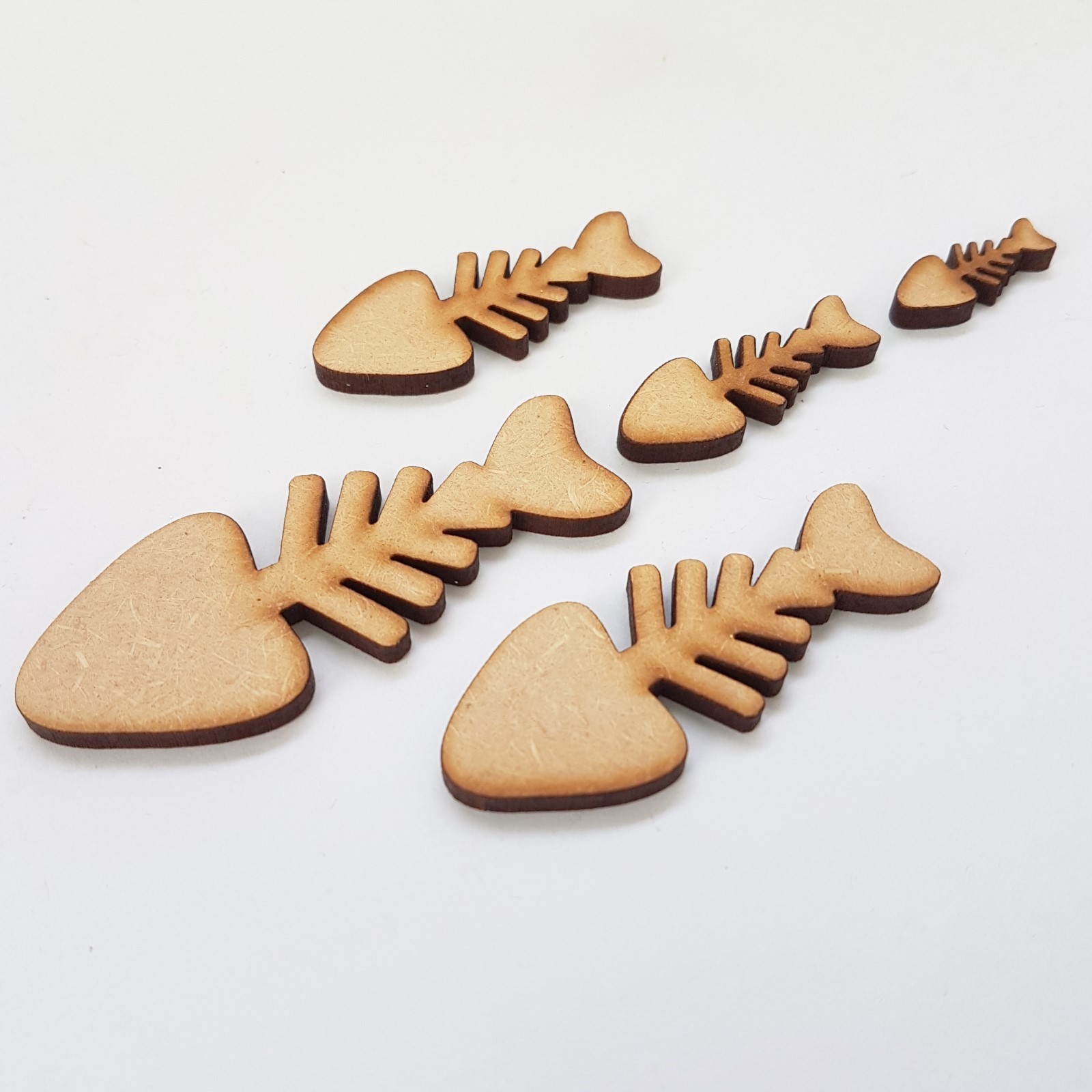 Wooden MDF Fish Bone Shape Craft Embellishments Decoration Heart Gift ...