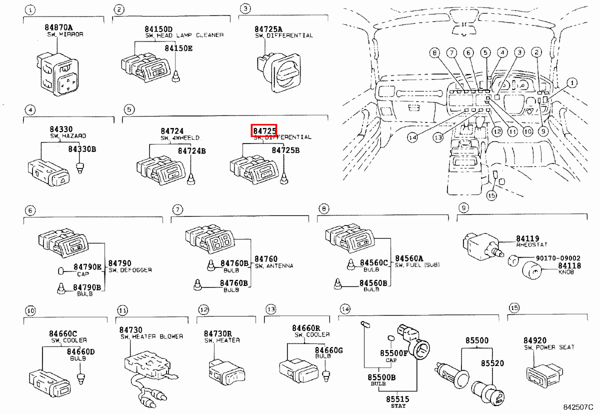 Genuine Toyota LandCruiser 80 Series HZJ HDJ FZJ FJ Centre Diff Lock ...