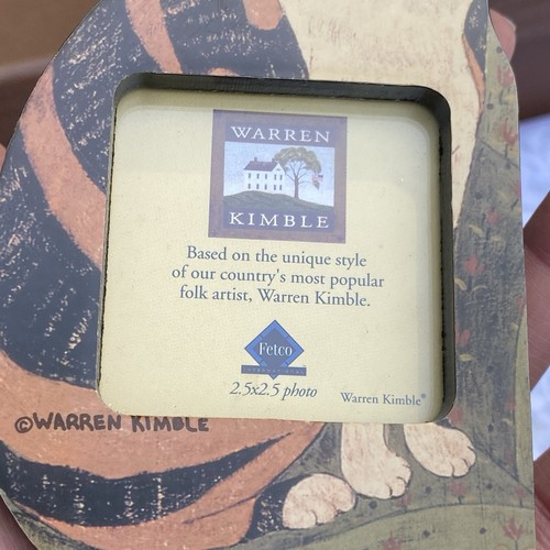 Warren Kimble Claire Frame Striped Cat Folk Art Style Picture 2in by ...