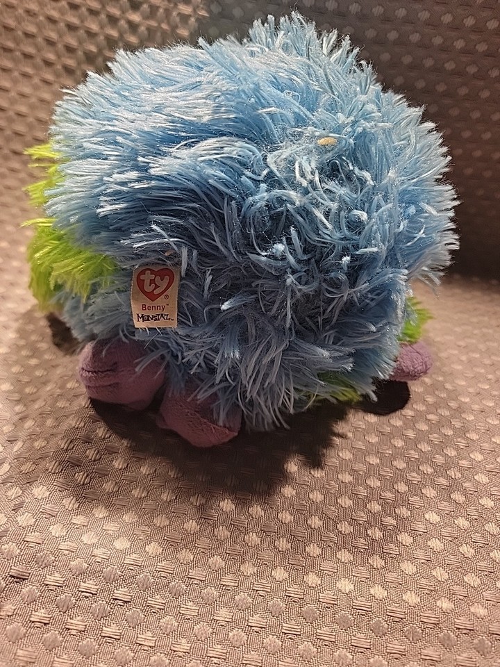 Ty Monstaz Benny 6" Plush Stuffed Animal Blue/Green/Purple/Shaggy/Puff ...