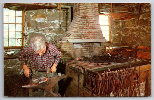 MA, Old Sturbridge Village, Forge Man Hammering Horseshoe, Vintage ...