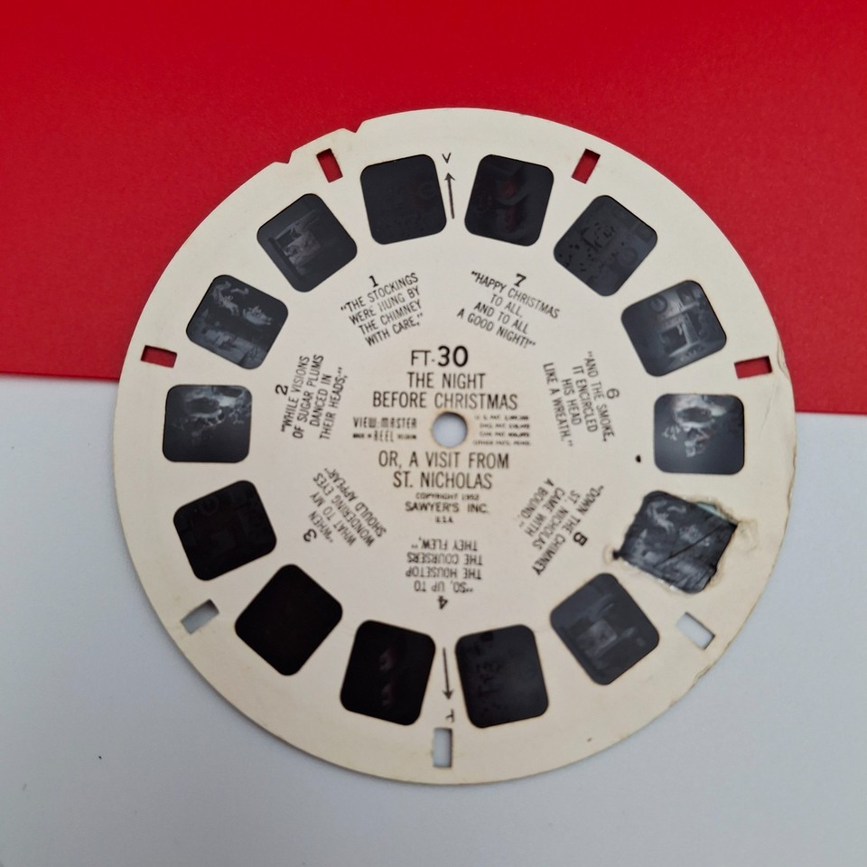 🎅Vintage Viewmaster 3D Viewer 1950's Brown Bakelite + Christmas Reel ...