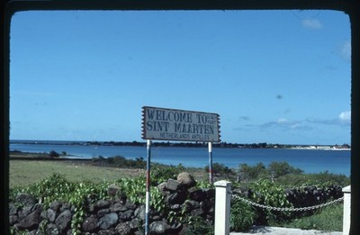 SL23 Slide 1970's Sint Maarten Netherlands Antilles Welcome Sign Island ...