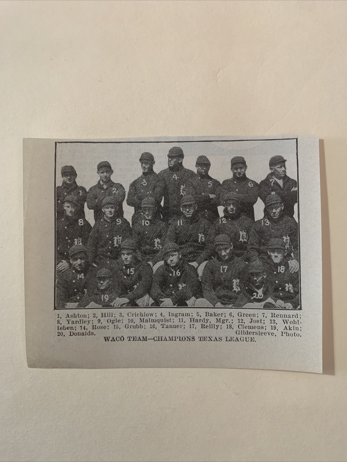 Waco Navigators Texas League Champions Bob Clemens 1914 Baseball Team ...